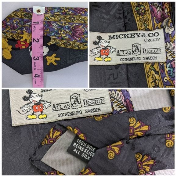 Disney | Accessories | Vintagemickey Co Swedish Silk Mickey Mouse Tie ...